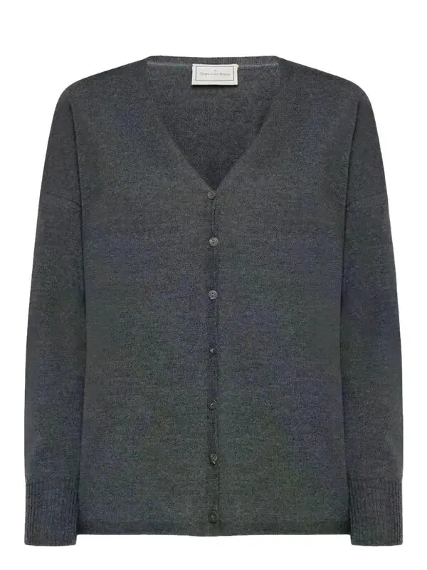 PIERRE-LOUIS MASCIA Tricot Landscape-print V-neck Cardigan - Grey