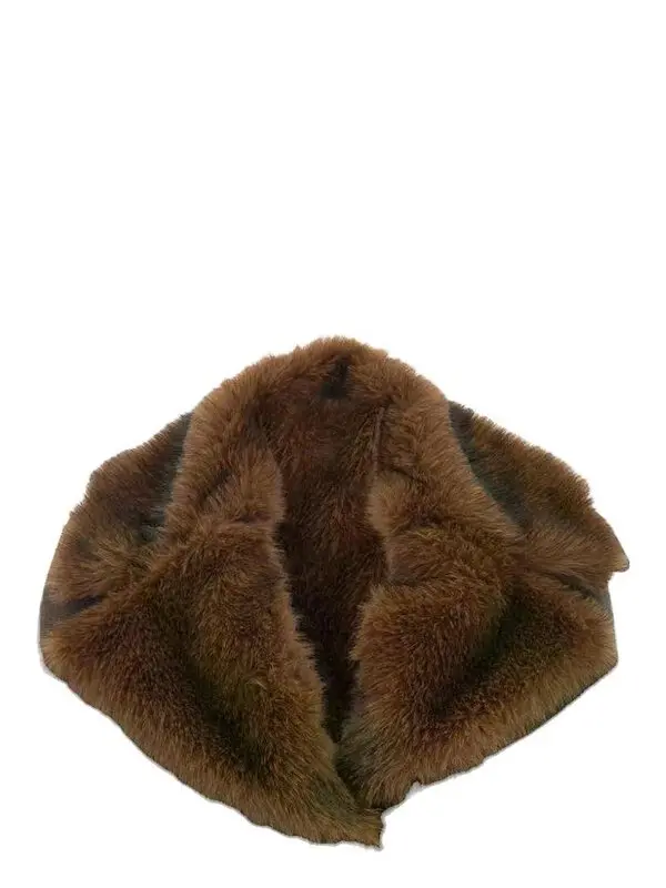 KAOS Faux-fur Collar Cropped Jacket - Brown
