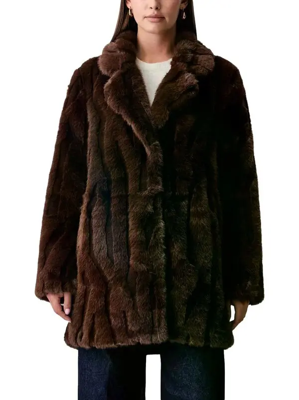 Joseph Ribkoff Faux-fur Notch-lapels Coat - Brown