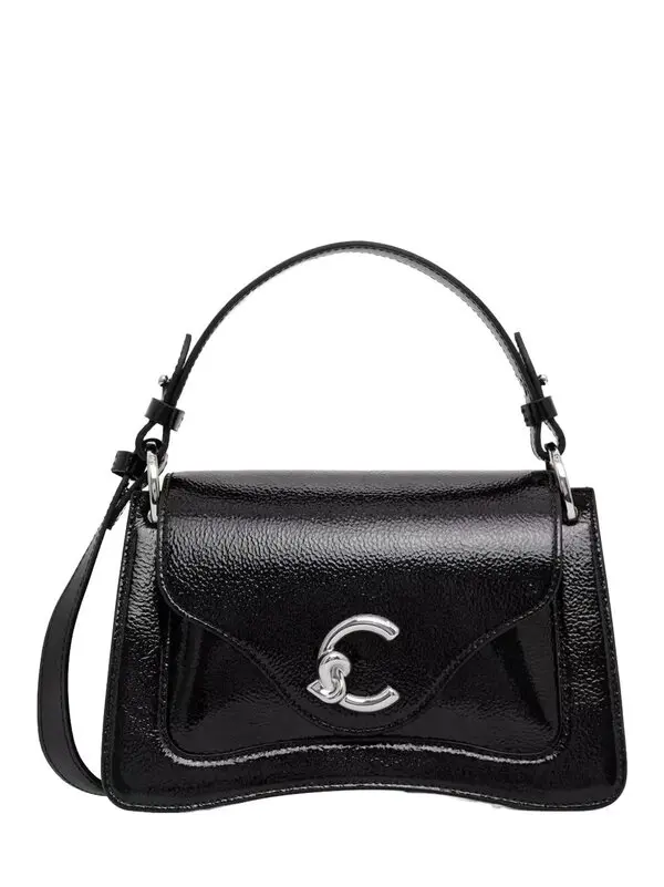 COCCINELLE C-logo Patent Leather Tote Bag - Black