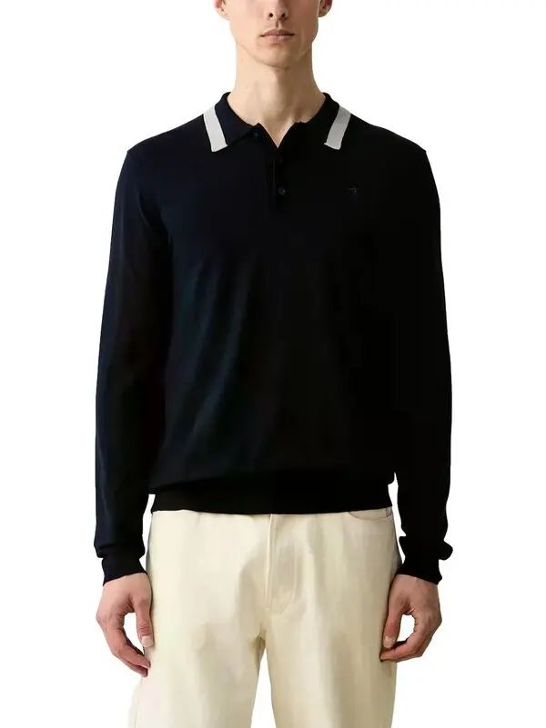 TRUSSARDI Contrast-collar Polo Shirt - Blue
