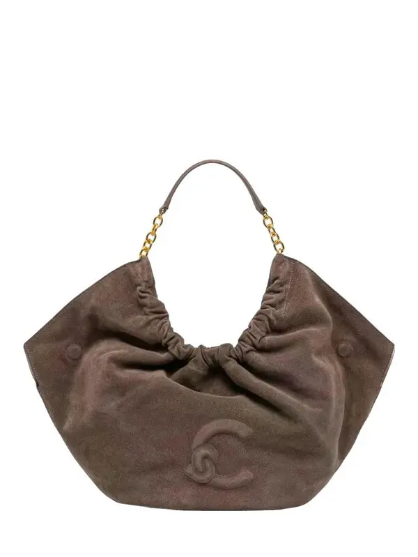 COCCINELLE Embossed-logo Suede Tote Bag - Brown