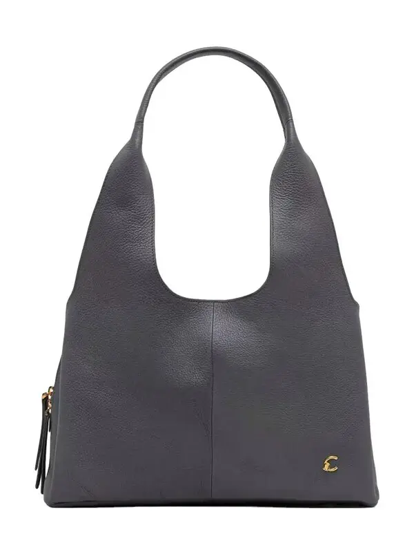 COCCINELLE Nell Logo-plaque Pebbled-leather Tote Bag - Grey