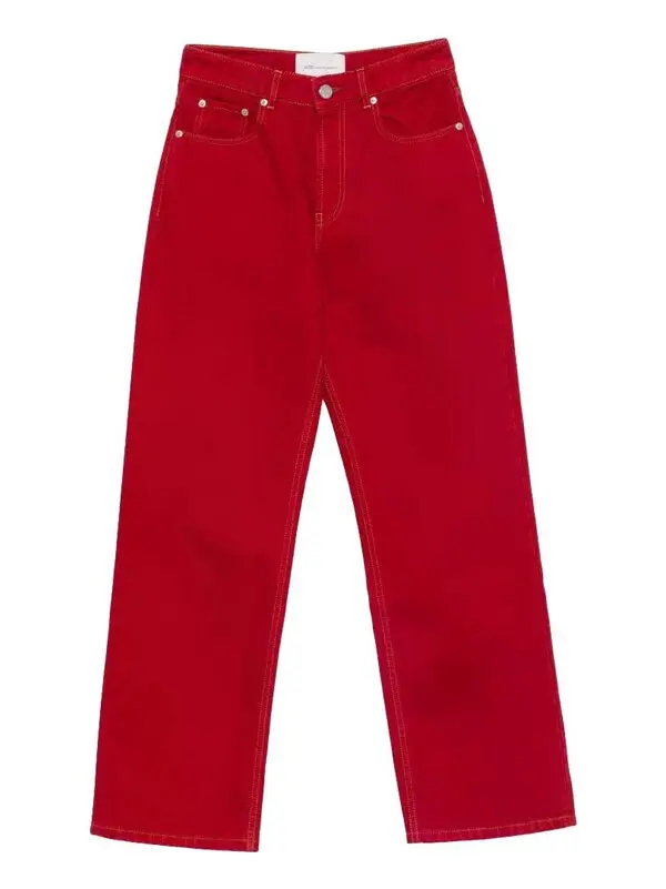 AMI Paris Contrast-stitch Straight-leg Jeans - Red