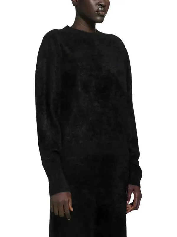 THOM KROM Cashmere Brushed Crew Neck Sweater - Black