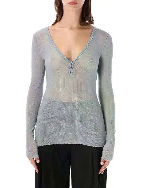 JAMES PERSE Ribbed-knit Long-sleeve T-shirt - Blue