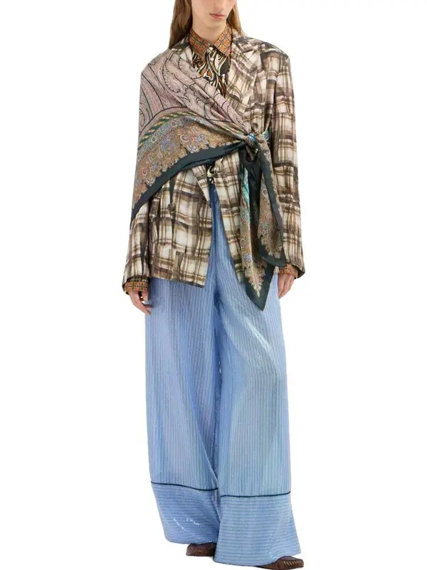 PIERRE-LOUIS MASCIA Sequined Striped Trousers - Blue