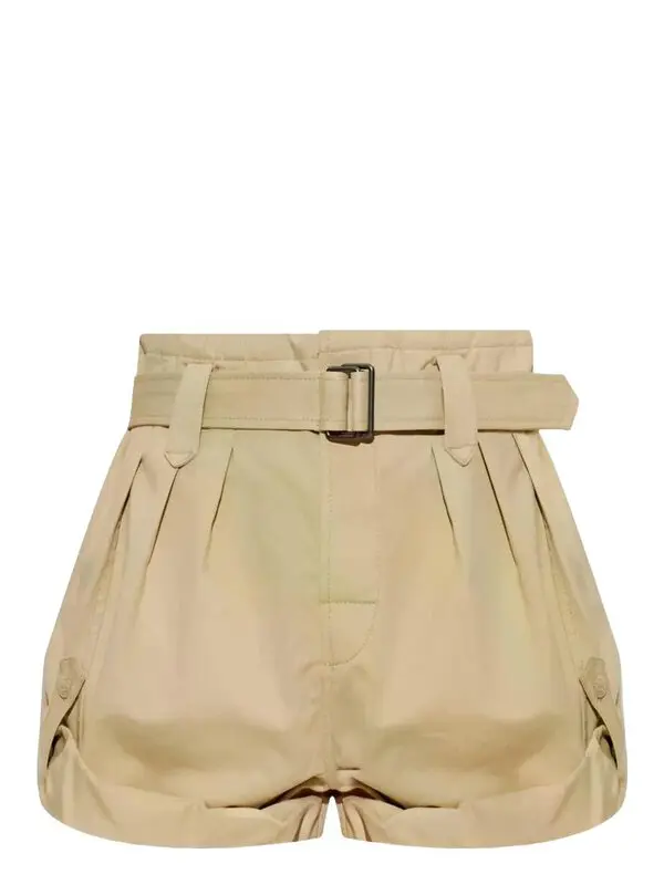 Kenzo Belted Pleated Shorts - Neutrals