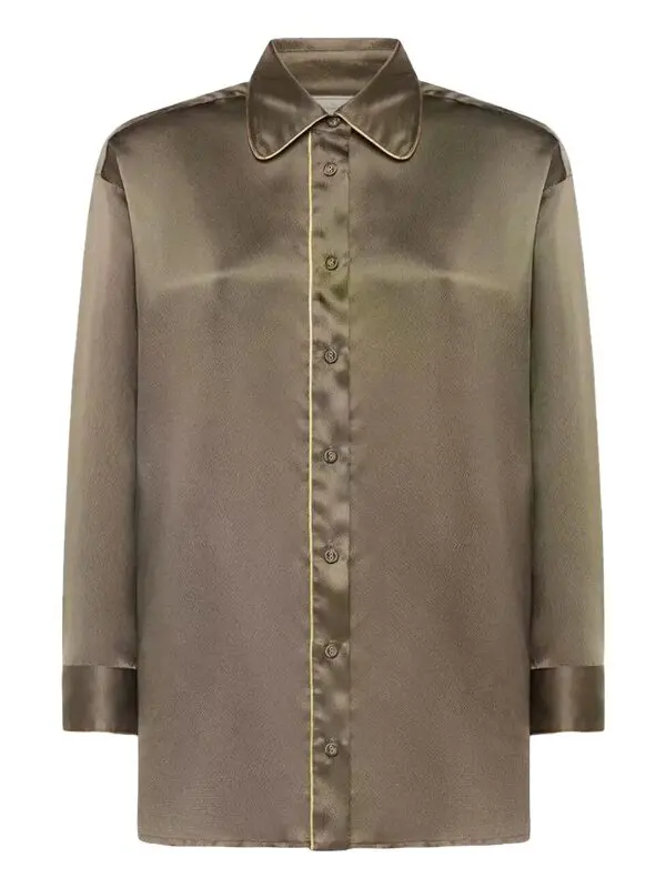 PIERRE-LOUIS MASCIA Mutka Piping-detail Silk Shirt - Brown