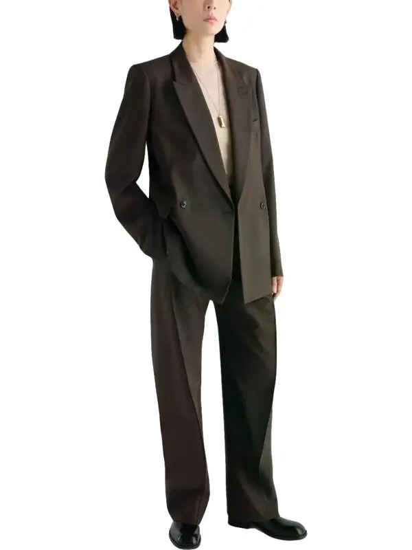 LEMAIRE Double-breasted Tailored Jacket In Tropical Wool Blend - Brown
