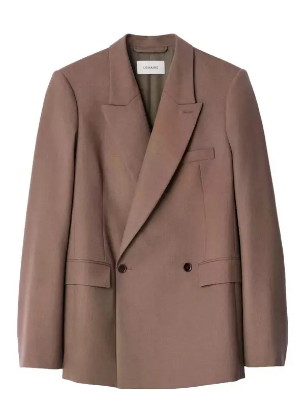 LEMAIRE Double-breasted Tailored Jacket In Tropical Wool Blend - Brown