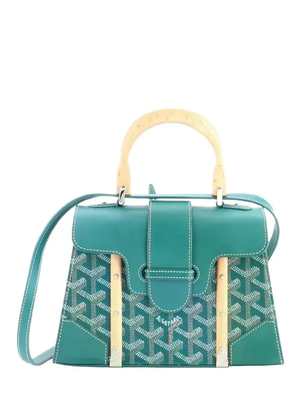 Goyard Structured Saigon Top Handle Bag Coated Canvas With Leather Mini Satchel - Green