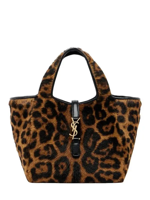 Saint Laurent Le 5 À 7 Bea Baby Calf Hair Top-handle Bag - Brown