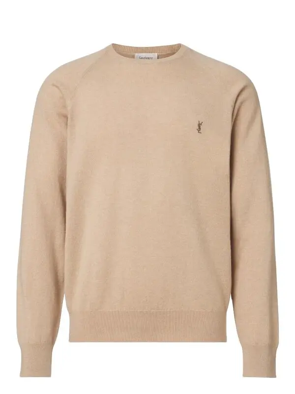 Saint Laurent Cassandre Cashmere Sweater - Beige