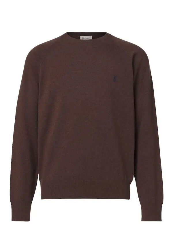 Saint Laurent Cassandre Cashmere Sweater - Brown