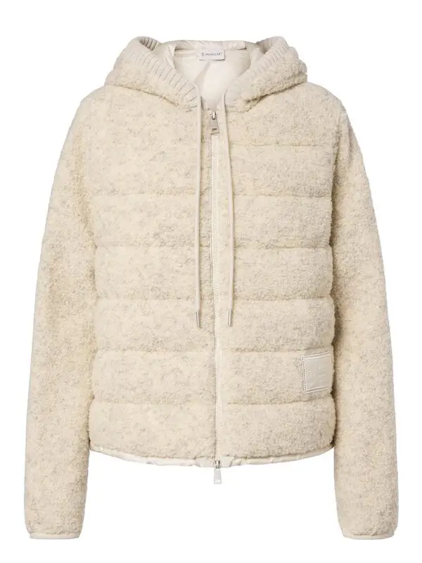 Moncler Hooded Bouclé Down Jacket - White