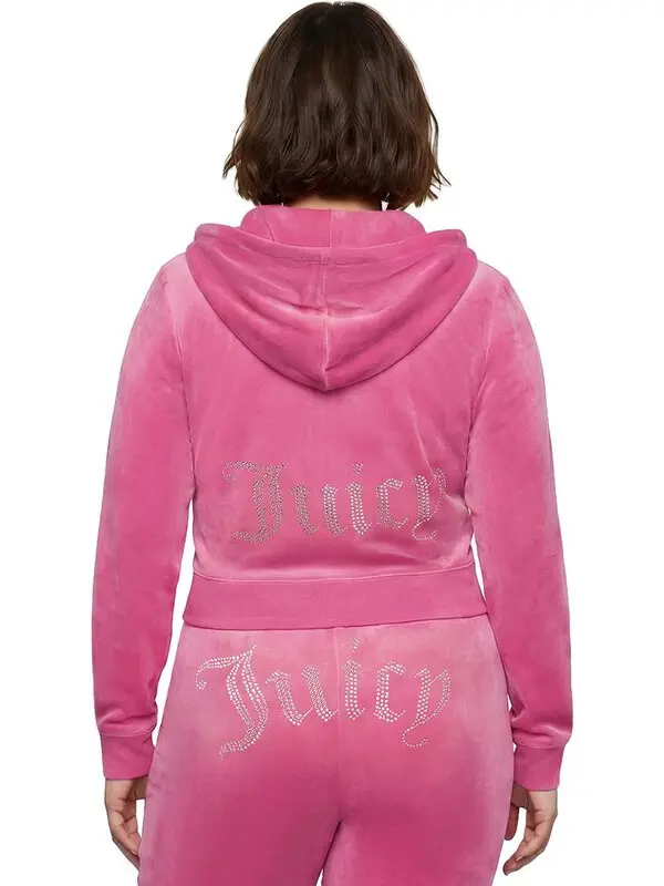 Juicy Couture Velvet Zip Up Hoodie - Bubblegum
