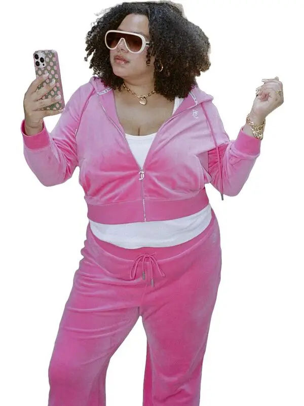 Juicy Couture Velvet Zip Up Hoodie - Bubblegum
