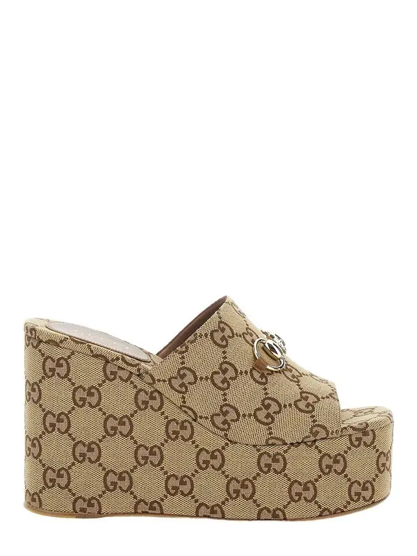 Gucci Carmen Gg Motif Wedge Mules - Multicolor