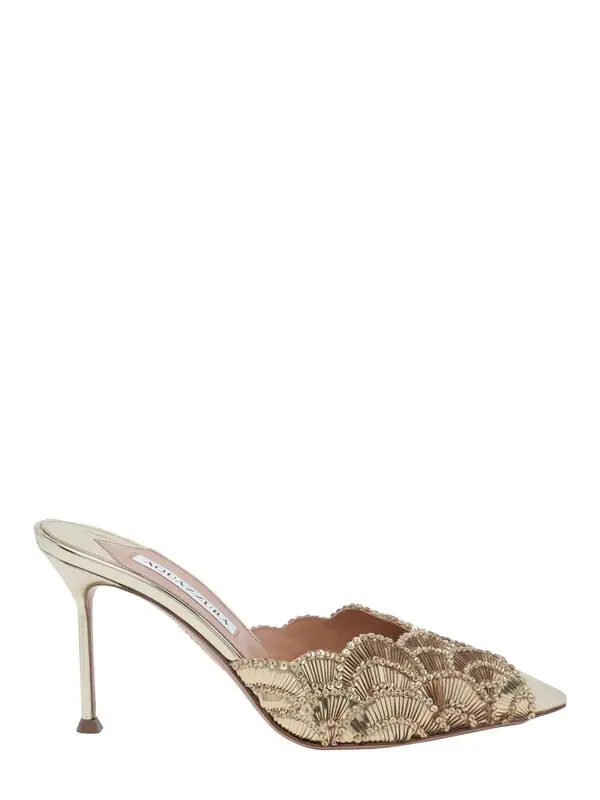 AQUAZZURA Ce Soir Pump Mules - Gold