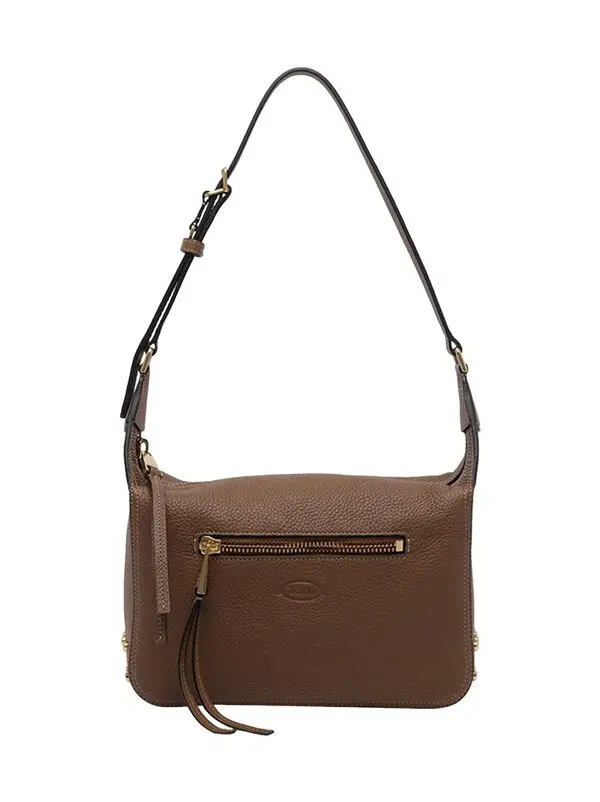 TOD'S Metal Dots Mini Leather Shoulder Bag - Brown