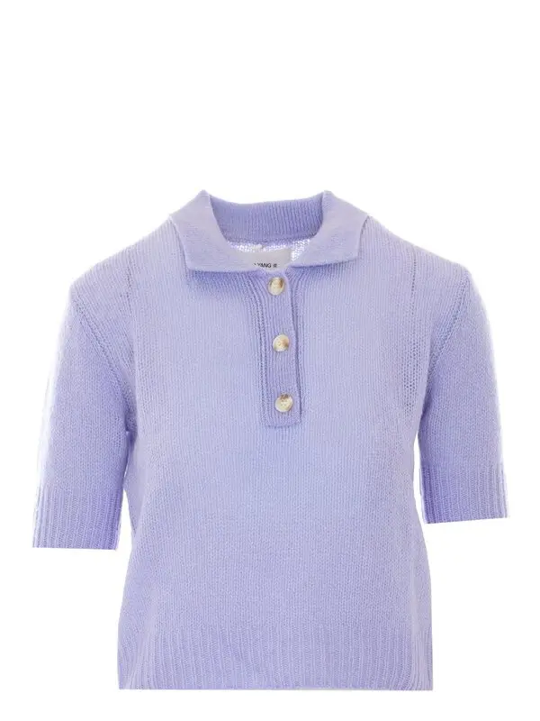 LISA YANG Masy Knitted Polo - Purple