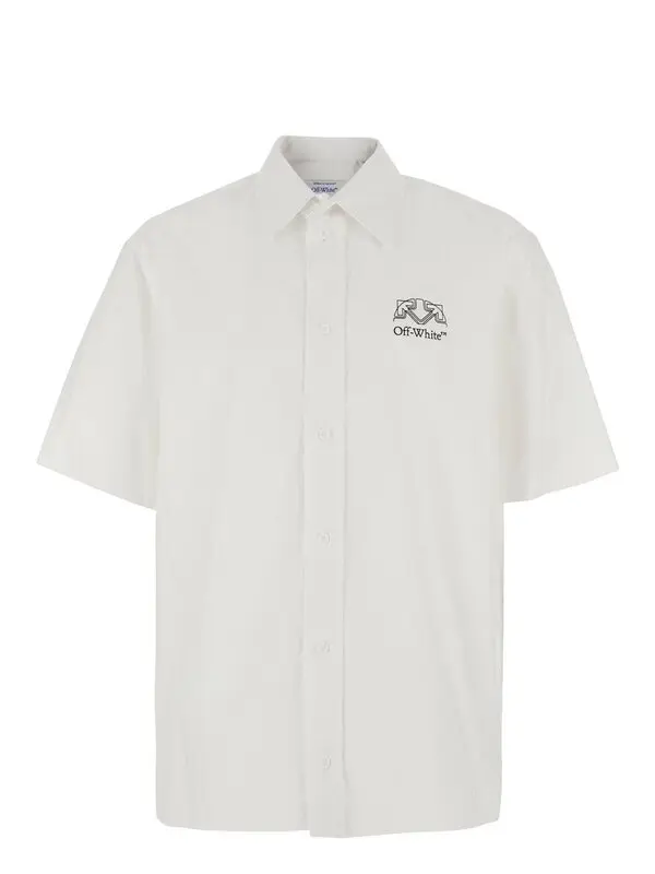 Off-White Shirt With Long Sleeves And Collar In For - Multicolor
