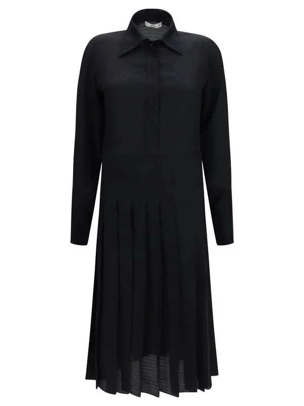 Fendi Long Jacquard Silk Dress - Black