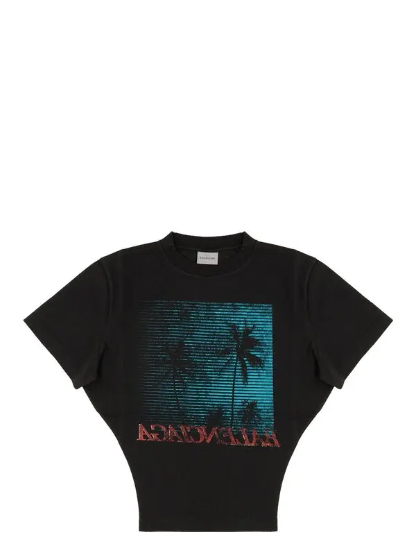 Balenciaga Graphic Print Short Sleeve T-shirt - Multicolor
