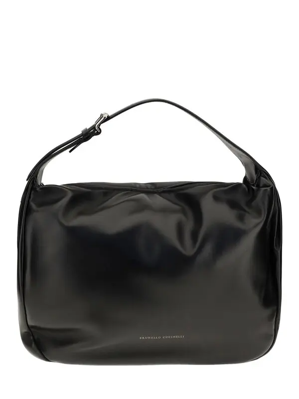 Brunello Cucinelli Boule Nappa Leather Shoulder Bag - Black