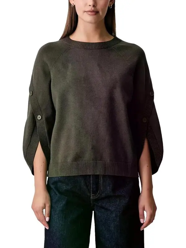 Joseph Ribkoff Button-embellished Tulip-sleeve Sweater - Green