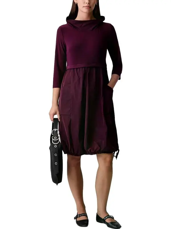 Joseph Ribkoff Funnel-neck Drawstring-hem Mini Dress - Purple