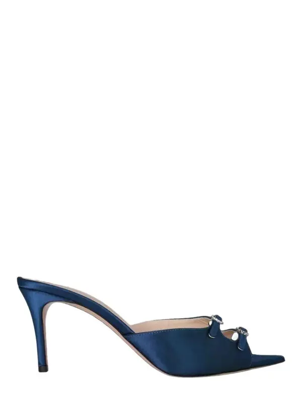 ANDREA WAZEN Carol Buckle-detail Satin Sandals - Blue