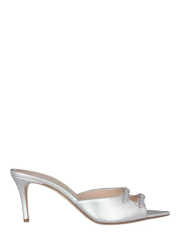 ANDREA WAZEN Carol Buckle-detail Pointed-toe Sandals - Silver