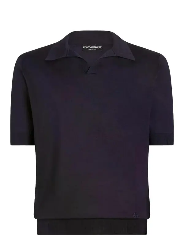 Dolce & Gabbana Silk Knit Polo Shirt - Blue