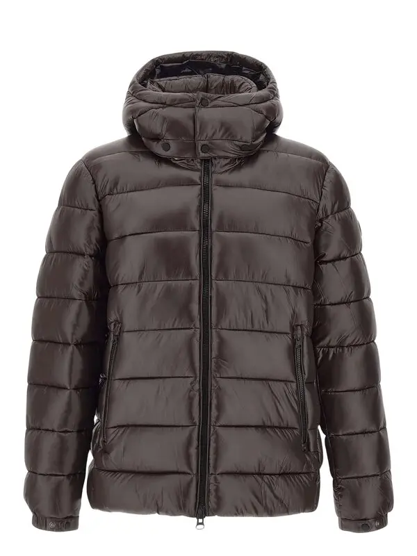 SAVE THE DUCK Quilted Jacket With Hood Slouch - Brown