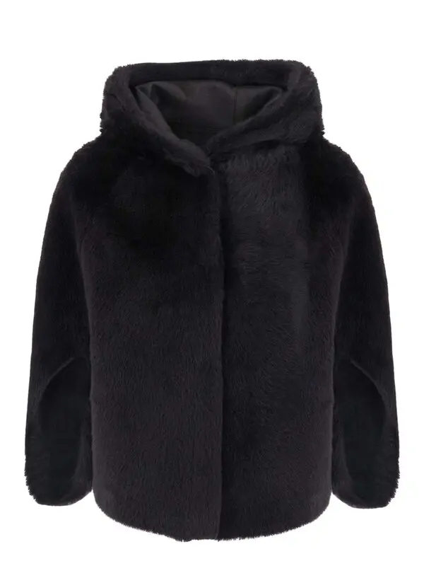SUPREMA Shearling Coat With Hood And Zip - Brown