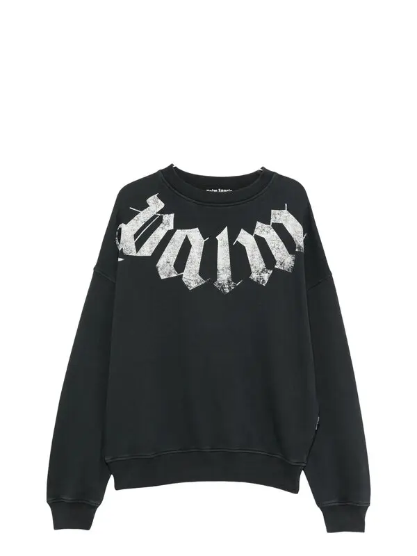 Palm Angels Big Neck Logo Sweatshirt - Black