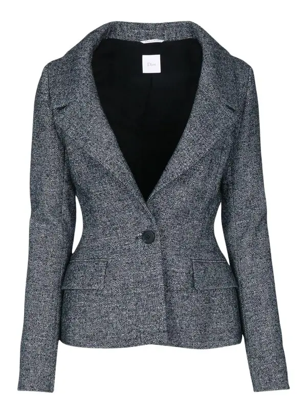 Dior Pearl Fitted Single-breasted Blazer - Black