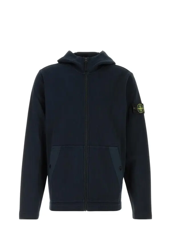 Stone Island Cotton Hooded Sweatshirt - Blue