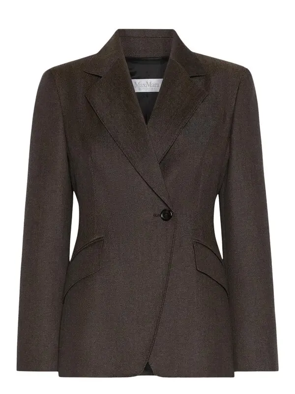 Max Mara Tailored Blazer In Denim Effect Wool - Black