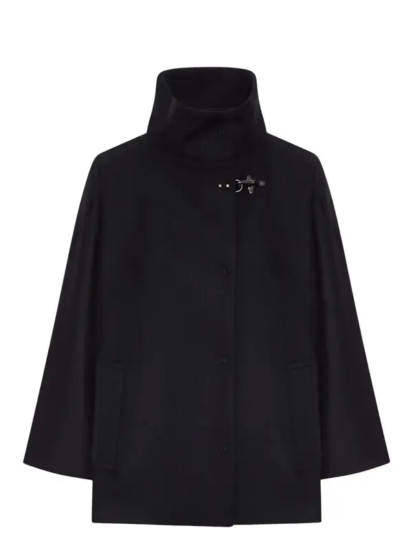 FAY Wool Coat With Snap Closure - Black