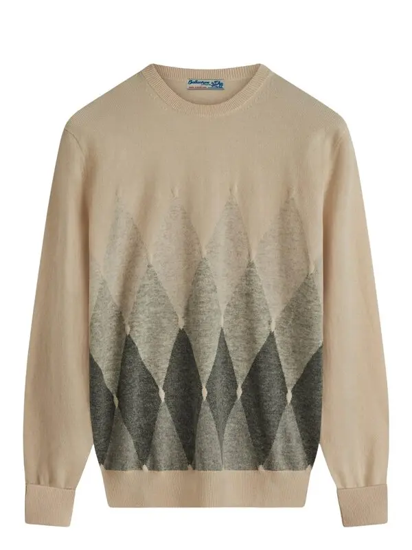 BALLANTYNE Cashmere Diamond Pattern Pullover - White