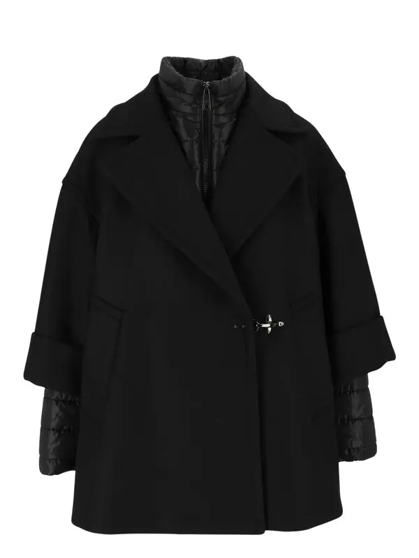 FAY Wool Blend Jacket With Quilted Insert - Black