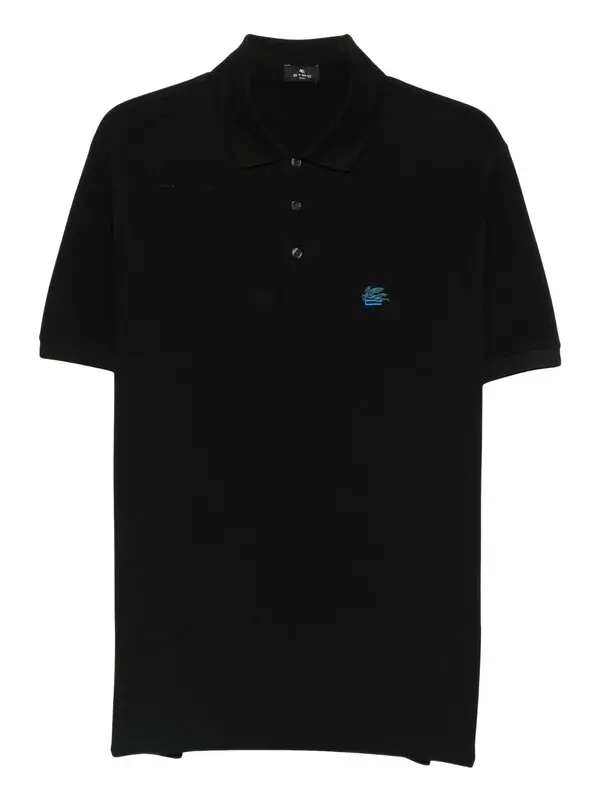 Etro Polo With Pegasus Embroidery - Black