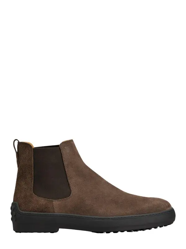 TOD`S Tod's Suede Chelsea Rubber Sole Ankle Boots - Brown