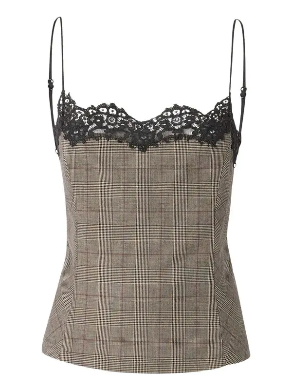 Pinko Prince Of Wales Check Camisole With Lace Trim - Multi