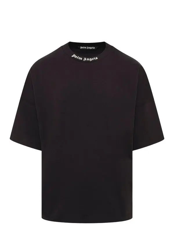 Palm Angels Oversized T-shirt With Printed Logo - Black