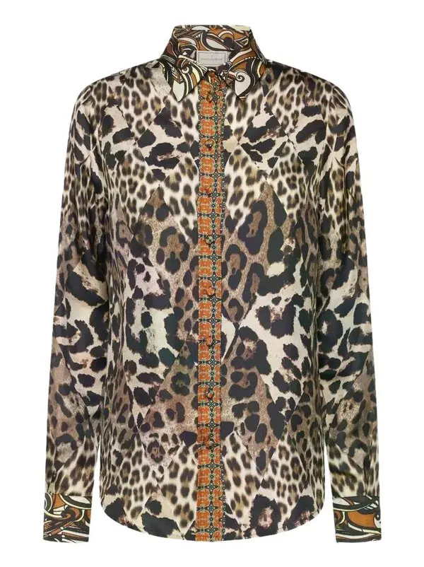 PIERRE-LOUIS MASCIA Aloe Leopard-print Silk Shirt - Brown