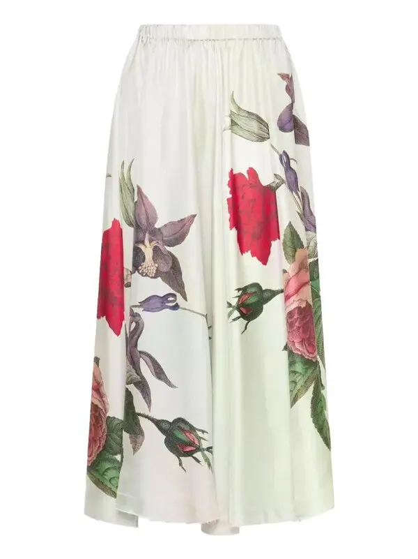 PIERRE-LOUIS MASCIA Botanical-print Silk Maxi Skirt - Neutrals